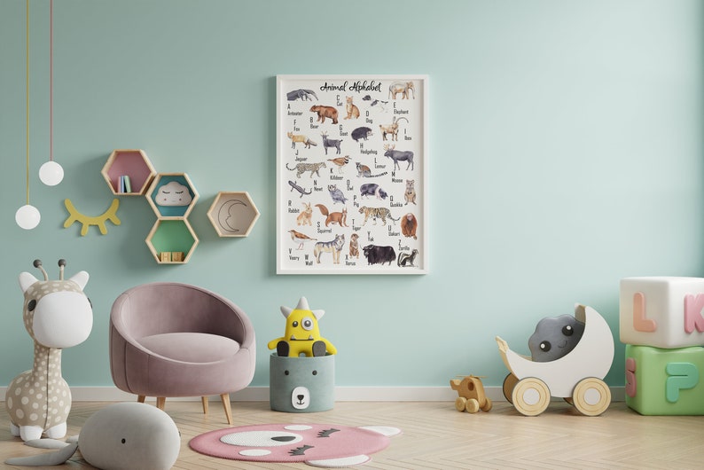 Watercolor Animals Alphabet Printable ABC Poster Classroom Poster ...