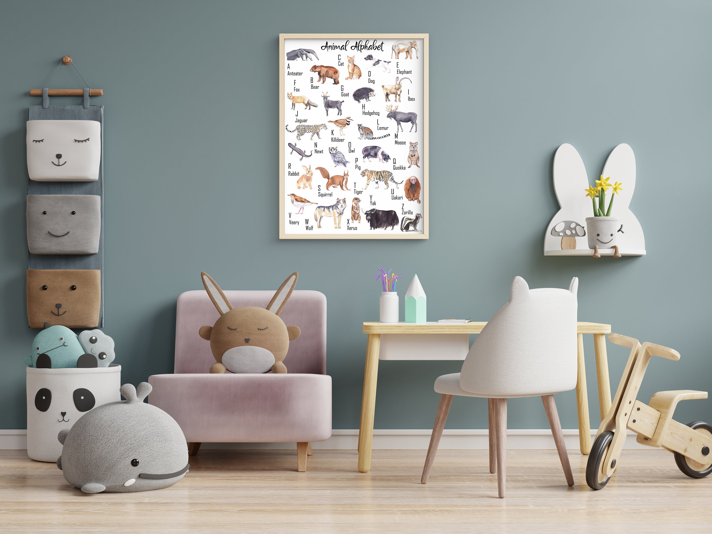 Watercolor Animals Alphabet Printable ABC Poster Classroom Poster ...