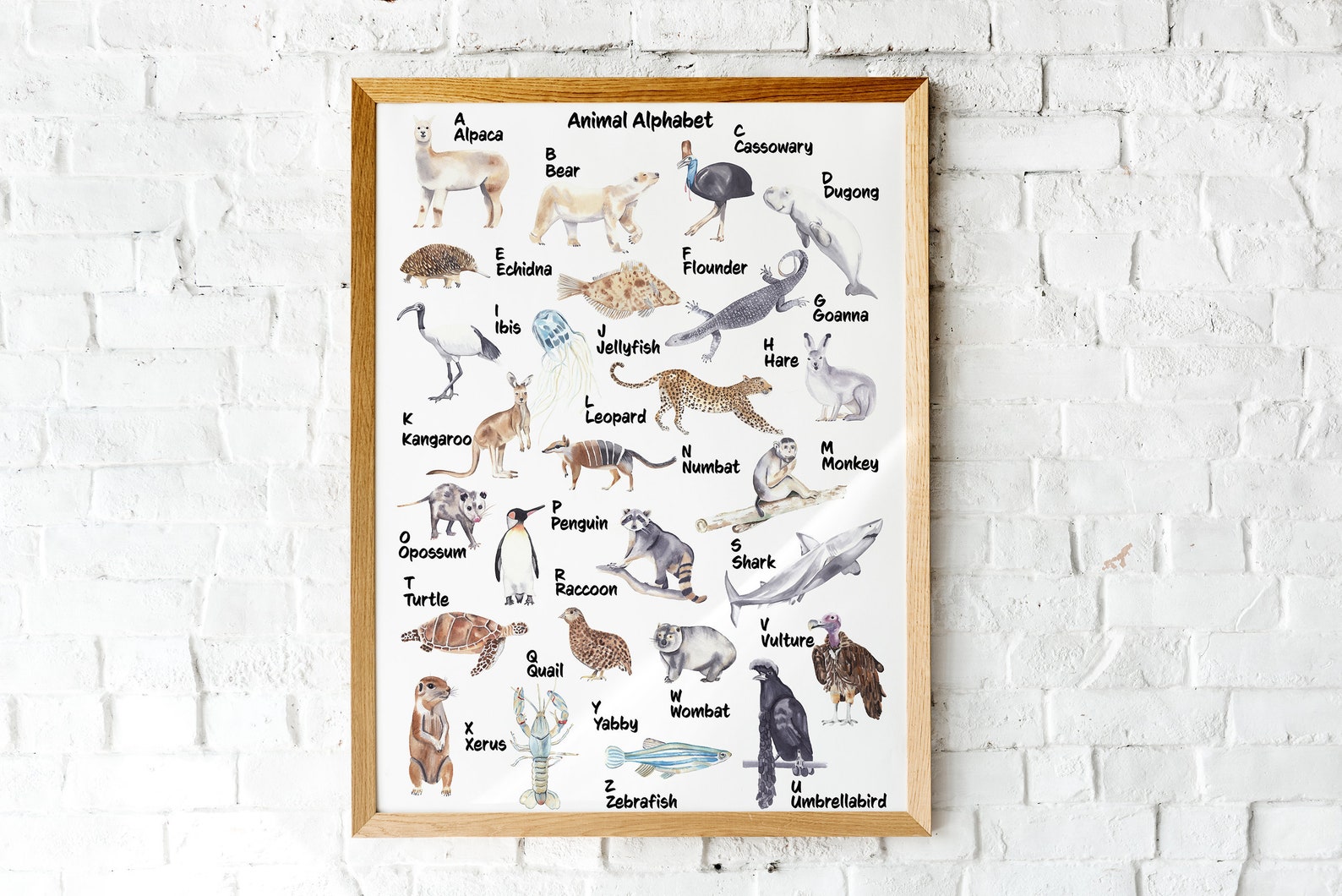 Watercolor Animal Printable Alphabet ABC Digital Poster Baby - Etsy