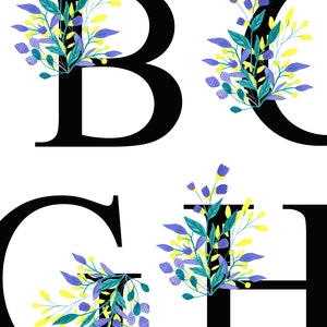 Printable Alphabet With Watercolor Colorful Flowers English - Etsy