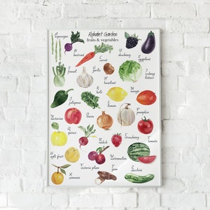 Watercolor Food Printable Alphabet With Fruits & Vegetables ABC Digital ...