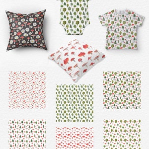 Forest Seamless Patterns Watercolor Digital Paper Jpg Daisy Green Trees ...