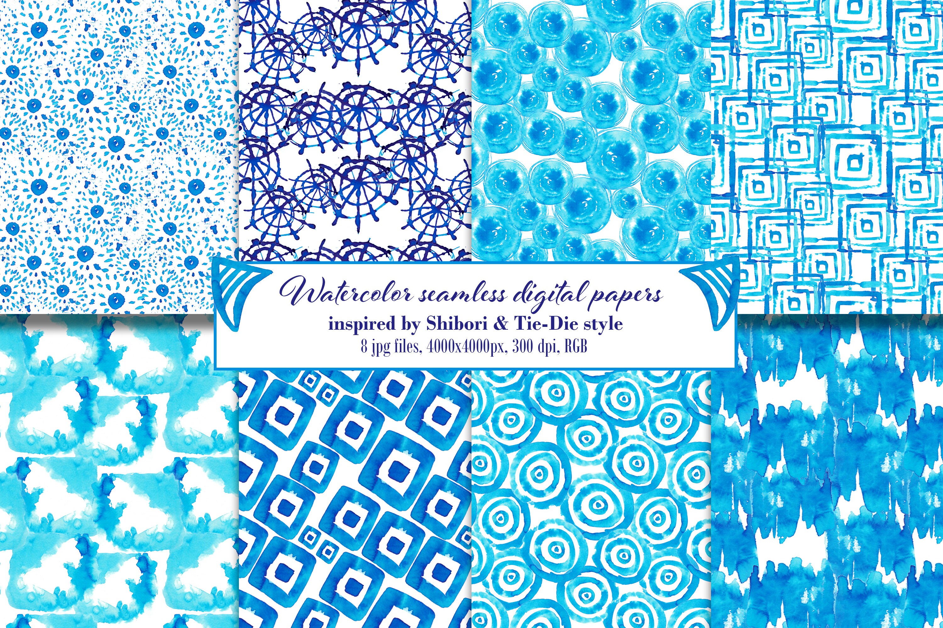 Tie Dye and Shibori Seamless Digital Papers, Watercolor Seamless ...