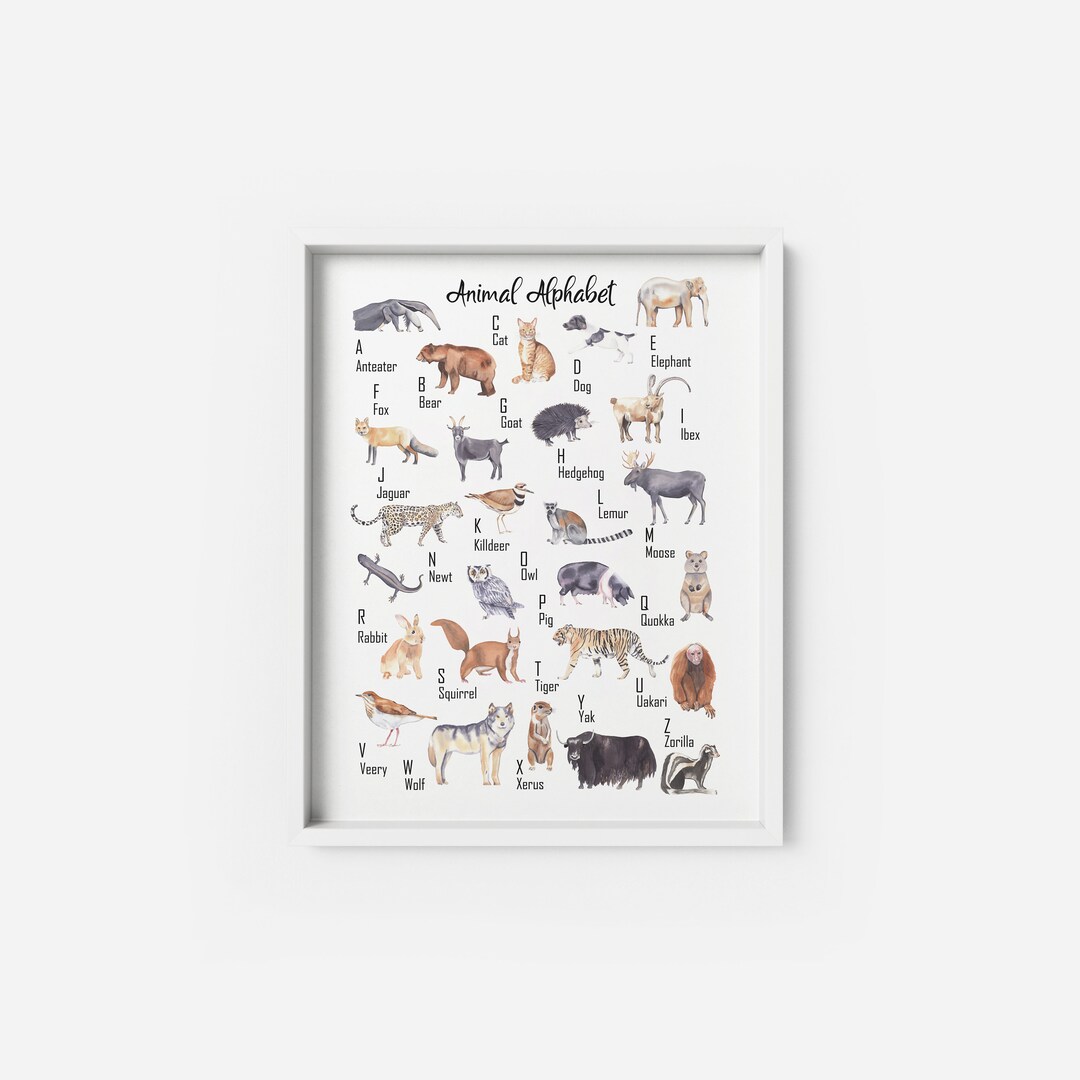 Watercolor Animals Alphabet Printable ABC Poster Classroom Poster ...
