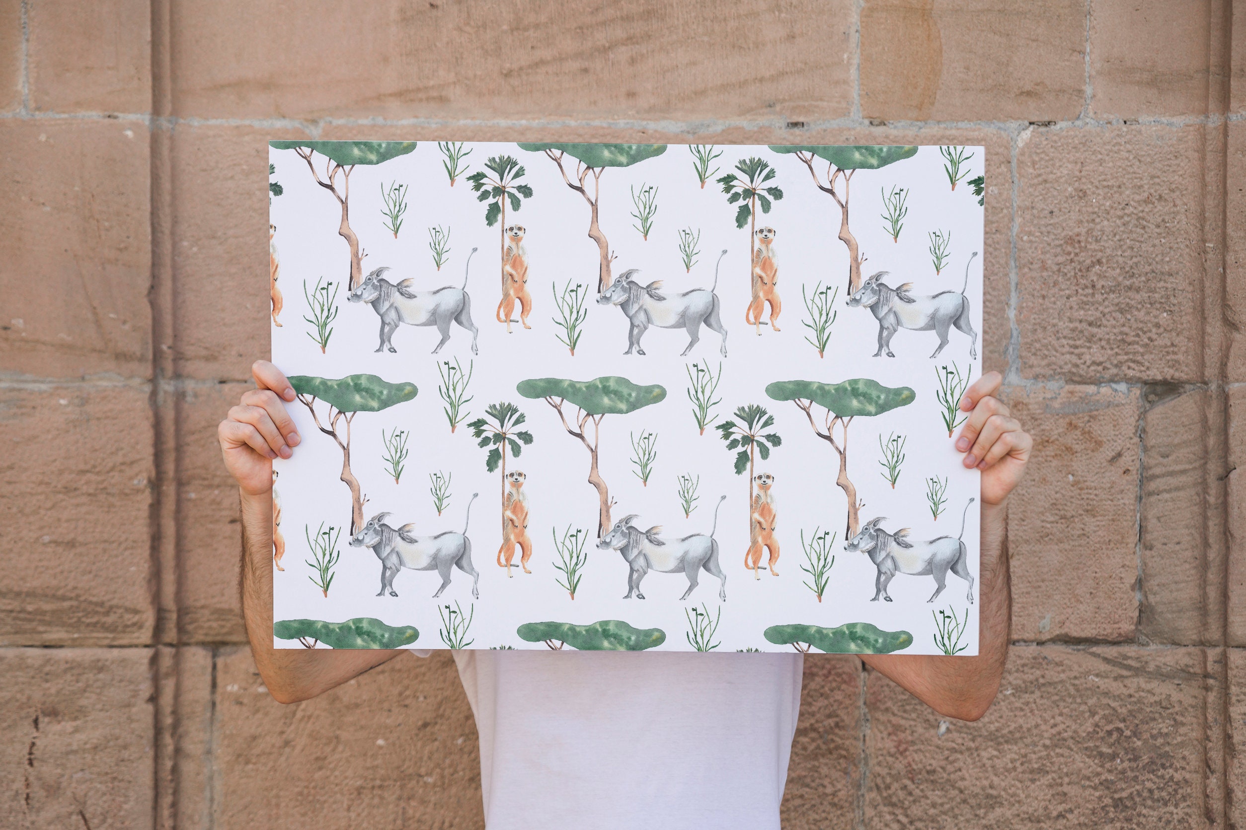 Watercolor Seamless Patterns Digital Paper Watercolor Clipart Safari ...