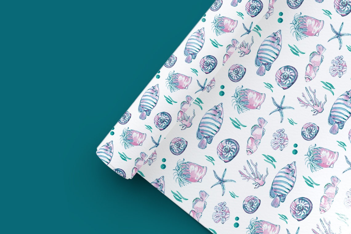 Sea Life Seamless Digital Papers Ocean Creatures Patterns - Etsy