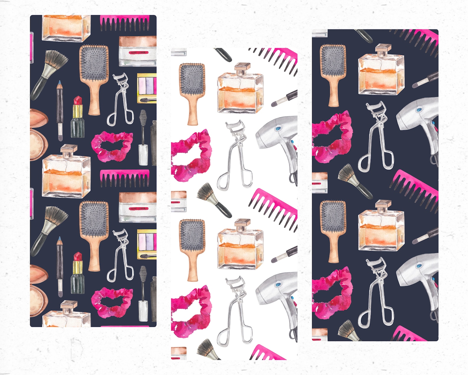 Beauty Stuff Digital Papers Watercolor Makeup Seamless Pattern Hair ...