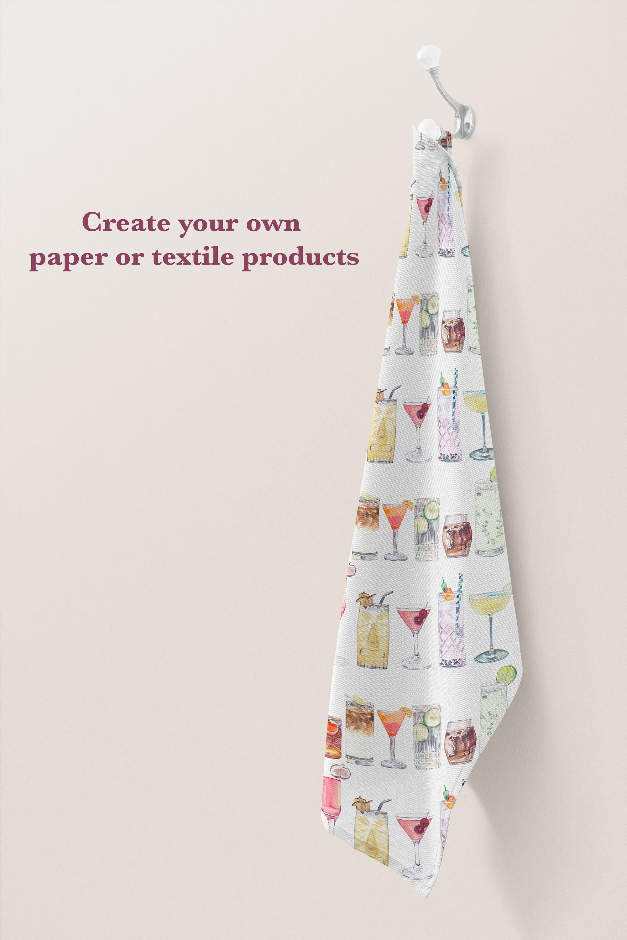 Cocktails Seamless Digital Papers Alcoholic Drinks and Beverages ...