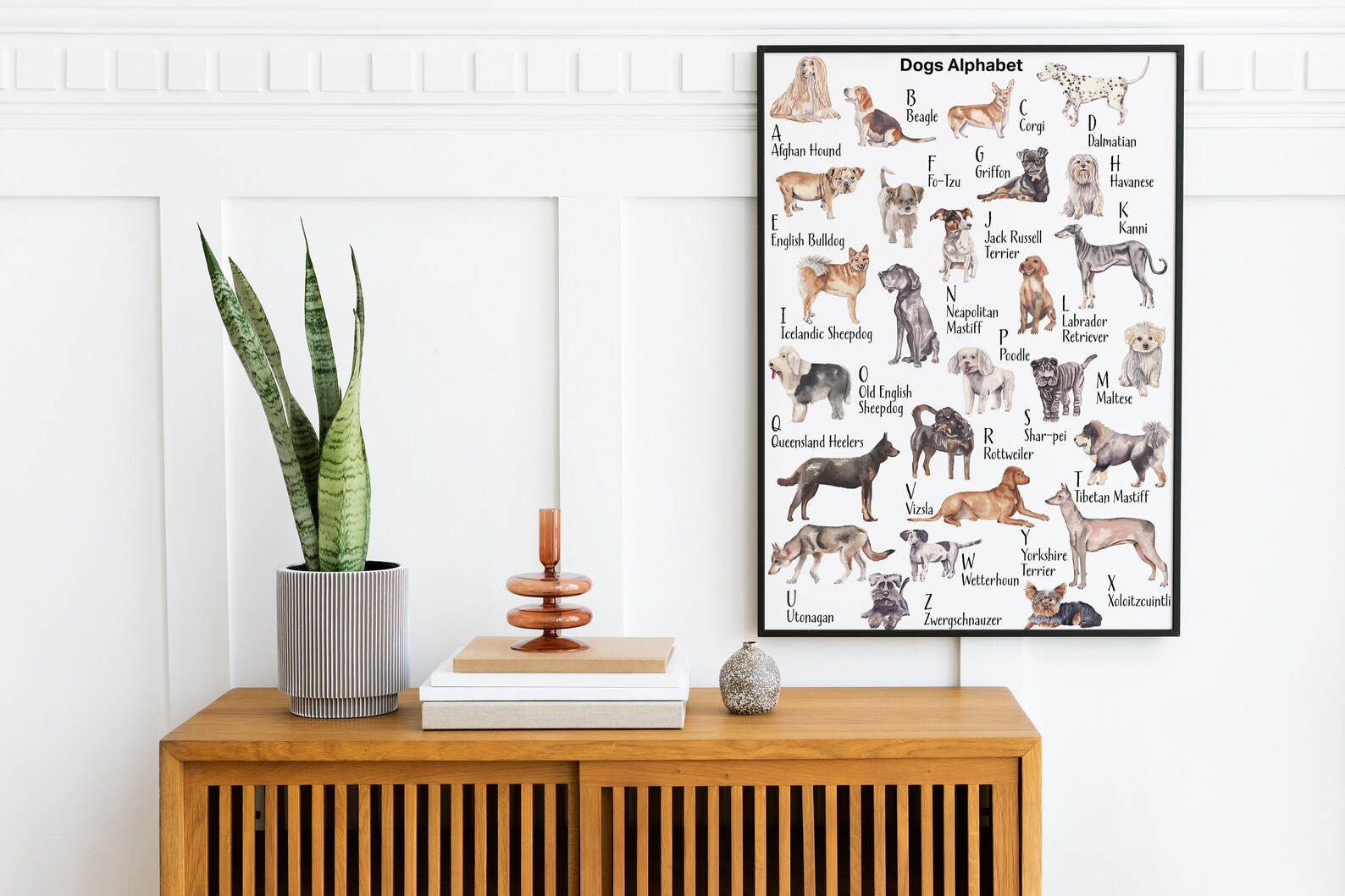 Printable Dogs Alphabet Poster ABC Dogs Breed Watercolor Wall Art ...