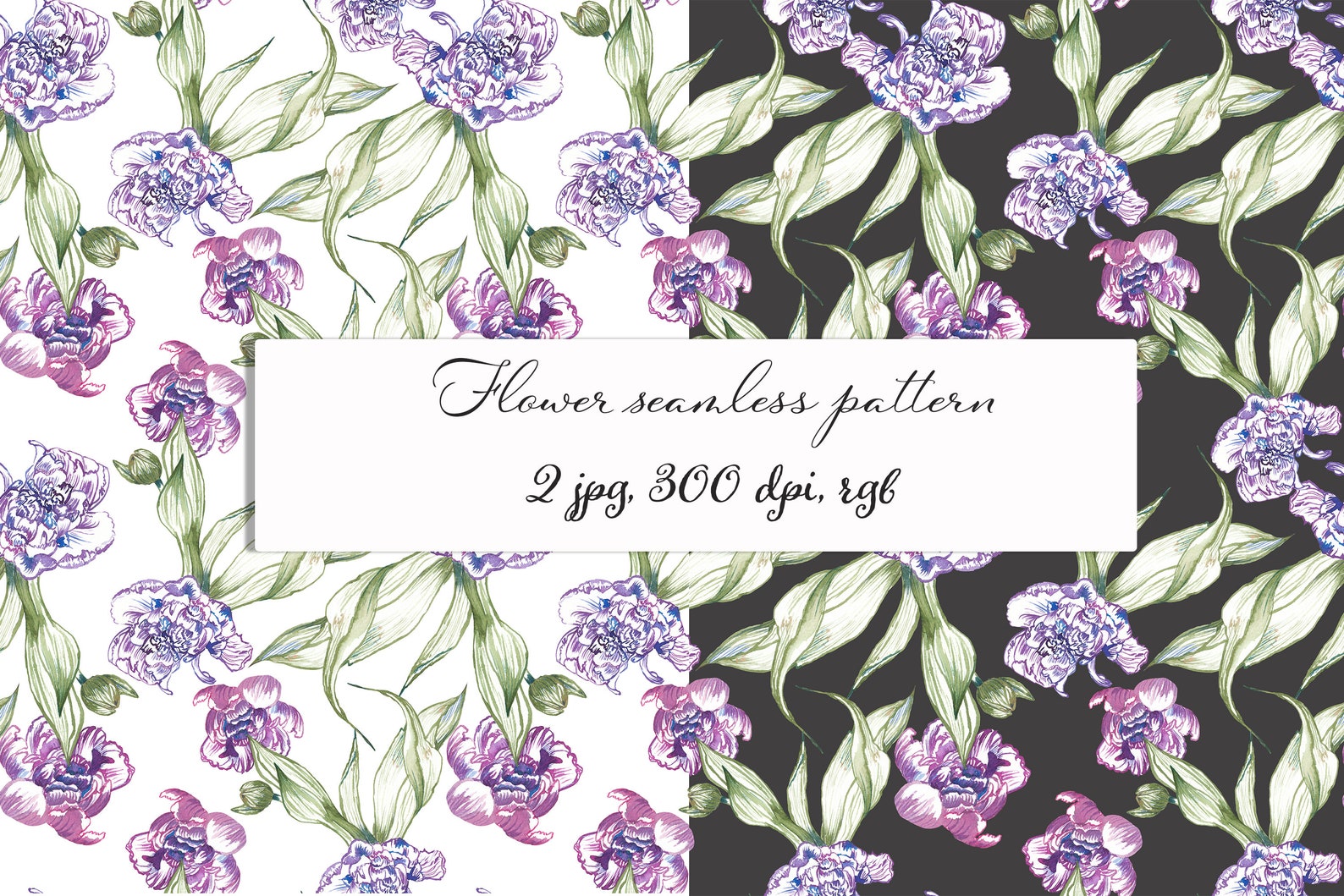 Digital Paper With Watercolor Flowers Floral Print Seamless Pattern ...