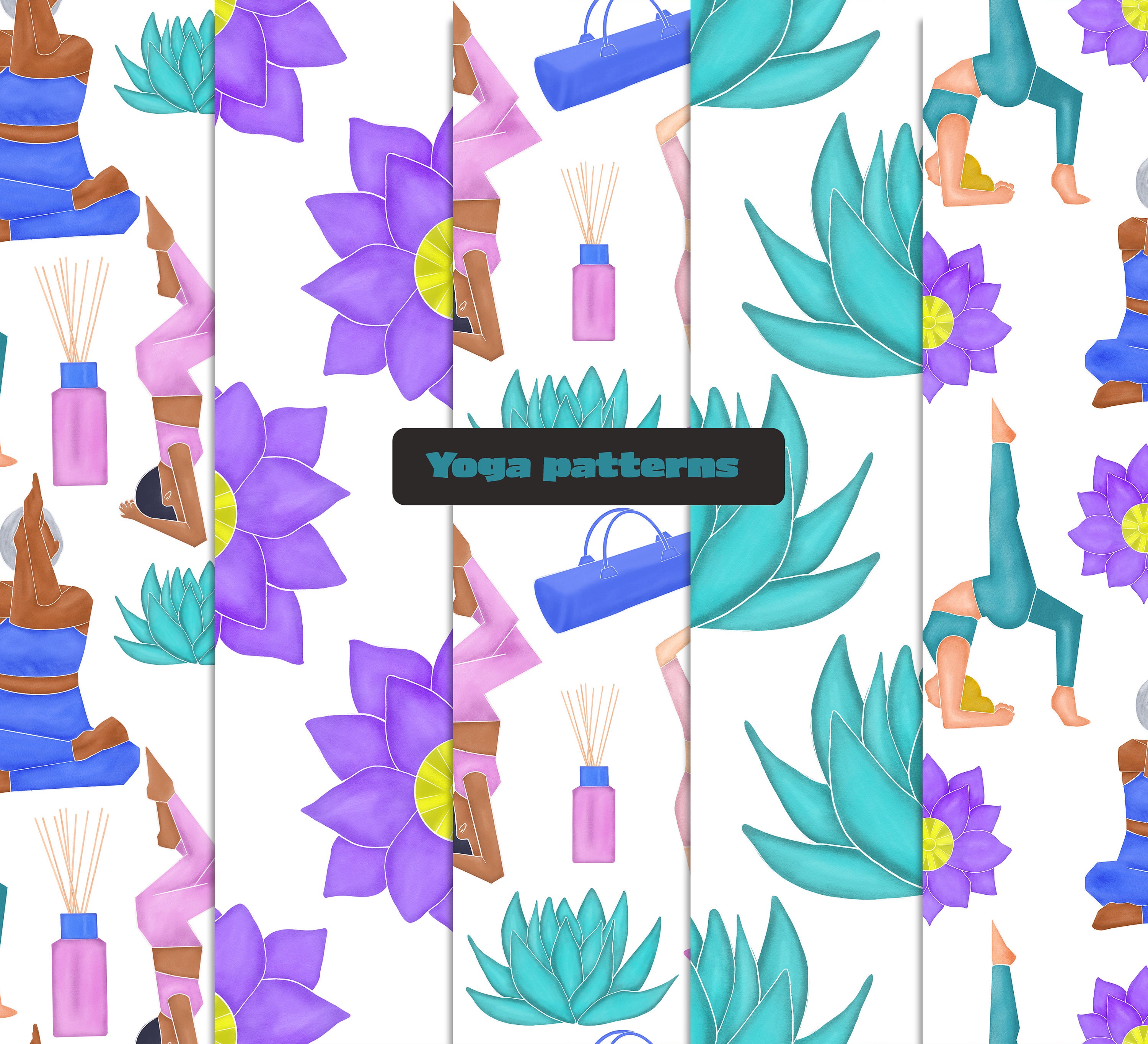 Yoga Seamless Digital Papers Surface Pattern Design Textile Fabric ...