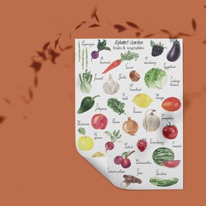 Watercolor Food Printable Alphabet With Fruits & Vegetables ABC Digital ...