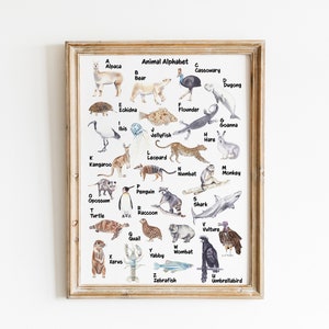 Watercolor Animal Printable Alphabet ABC Digital Poster Baby - Etsy
