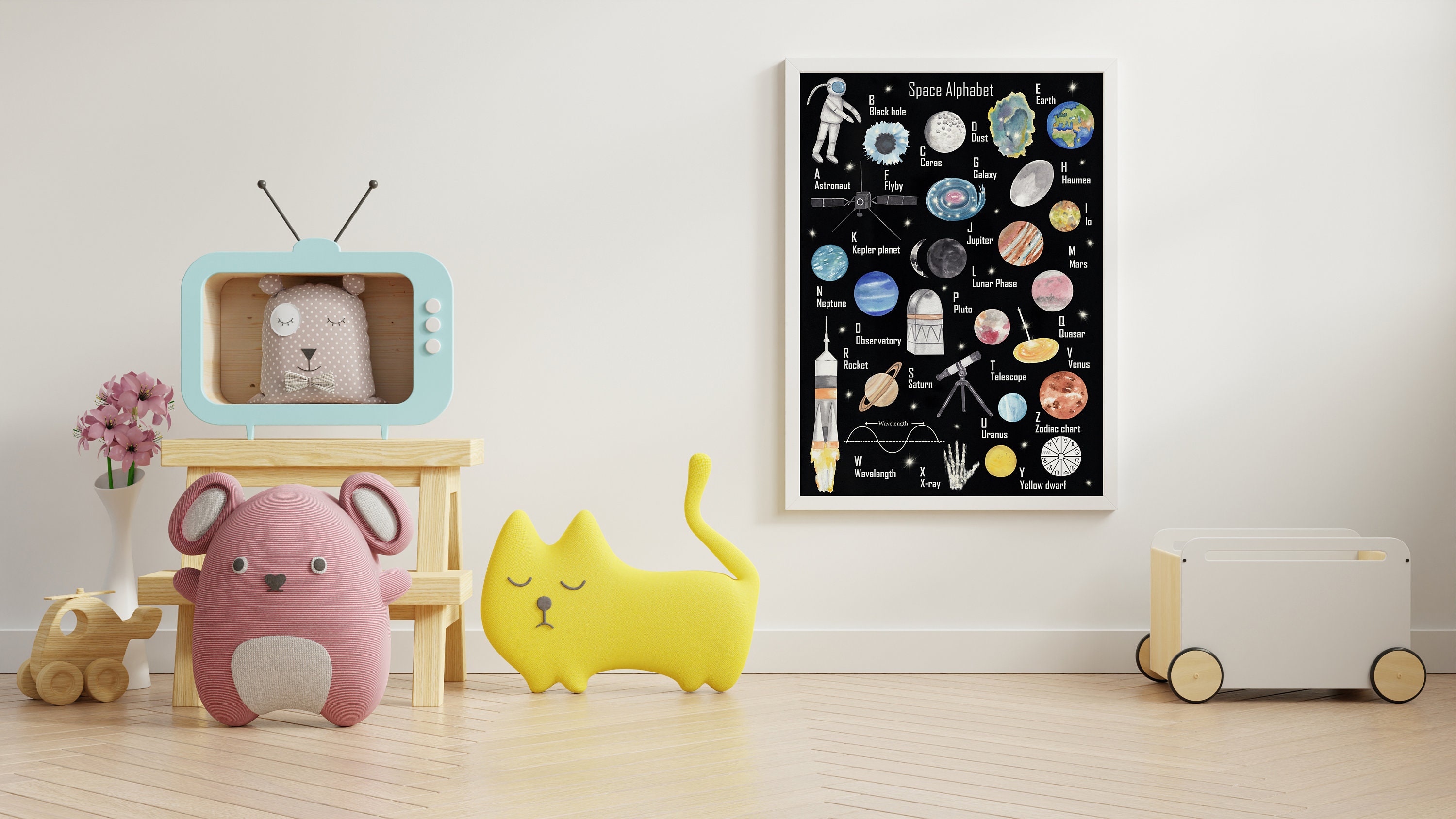 Space Alphabet Printable Poster Nursery Wall Decor Educational Poster ...