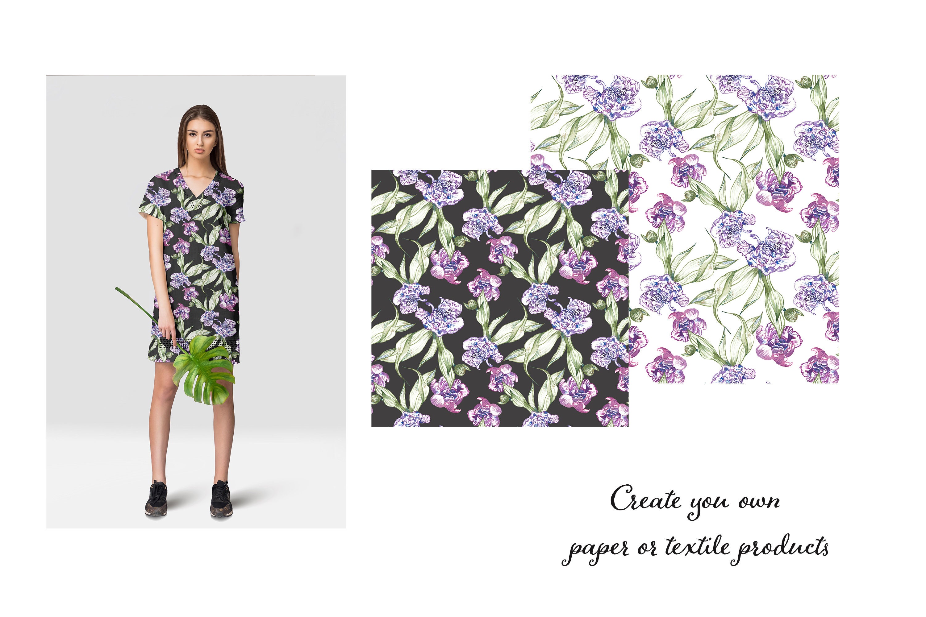 Digital Paper With Watercolor Flowers Floral Print Seamless Pattern ...