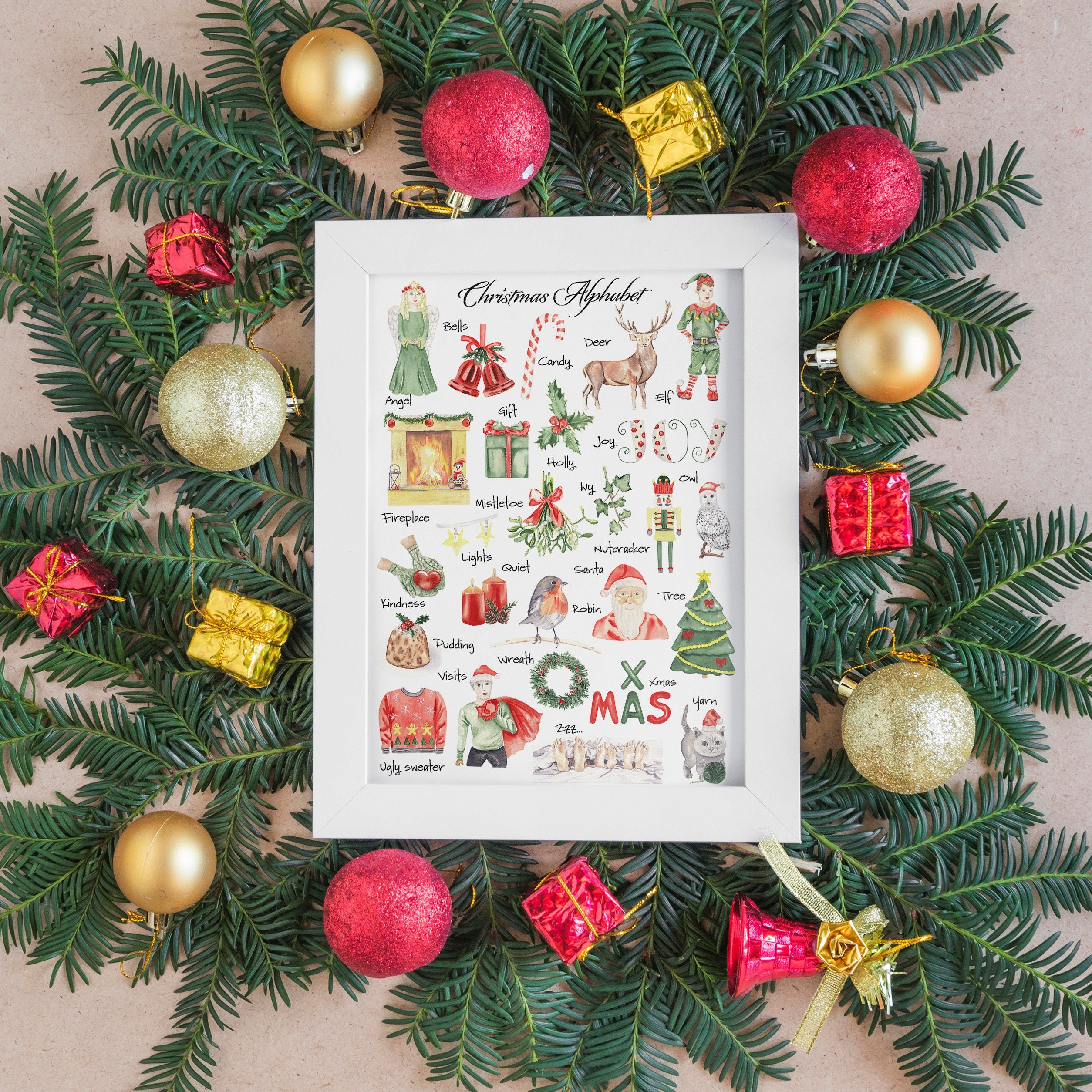 Christmas Alphabet Printable Watercolor Christmas Png Jpg - Etsy