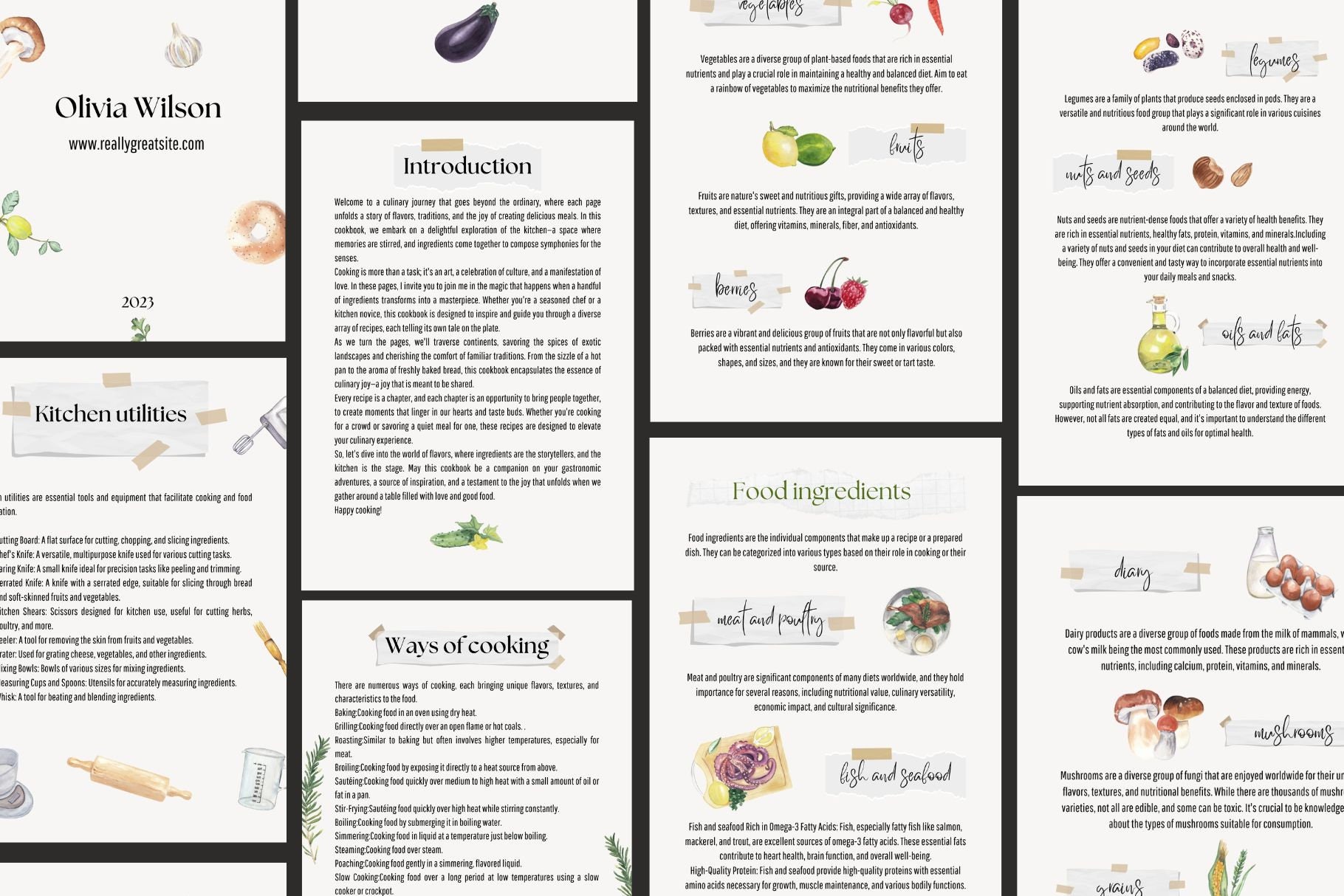 COOK BOOK Template Canva Editable Recipe Book Meal Planner Layout ...