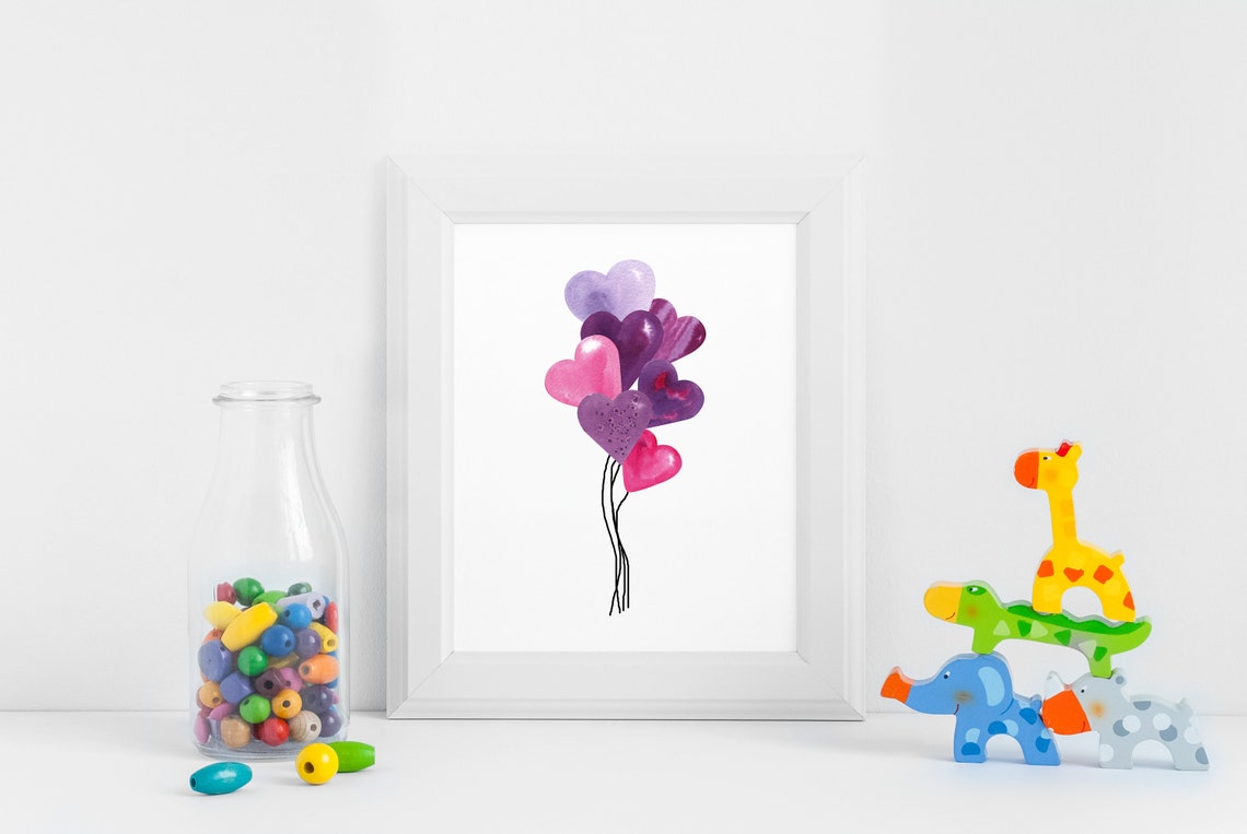 Watercolor Hearts Clipart PNG for Instant Download Pink Purple - Etsy