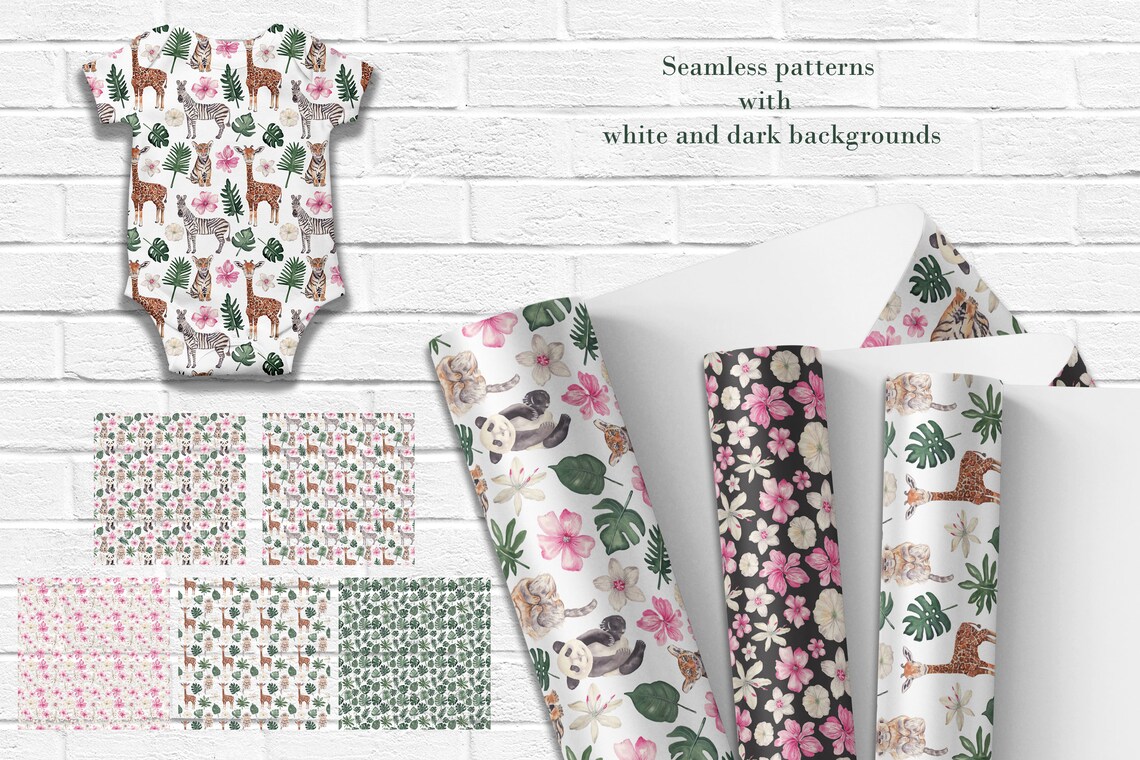 Seamless Patterns Digital Download Printable Jungle Papers With ...