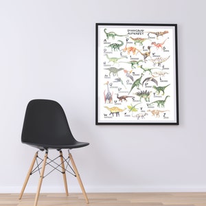 Watercolor Printable Dinosaur Alphabet Dino ABC Poster Hand Painted ...