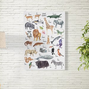 Watercolor Animal Printable Alphabet ABC Digital Poster With Safari ...