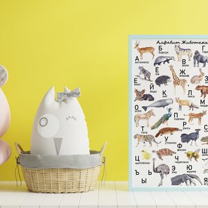 Russian Alphabet With Watercolor Animals, Printable Abc Poster ...