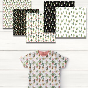 House Plants Digital Paper, Potted Plants Seamless Pattern, Cactus ...