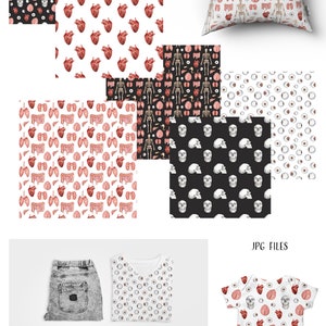 Anatomy Watercolor Seamless Pattern Halloween Digital Papers Scrapbook ...