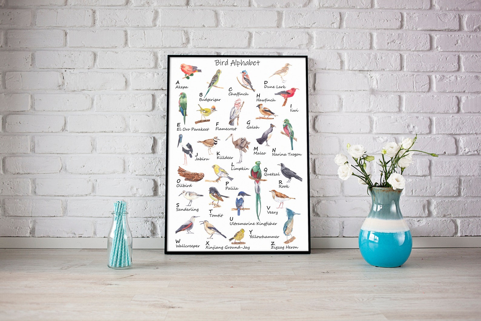 Watercolor Bird Alphabet Printable Abc Poster Nursery Wall Art Play ...