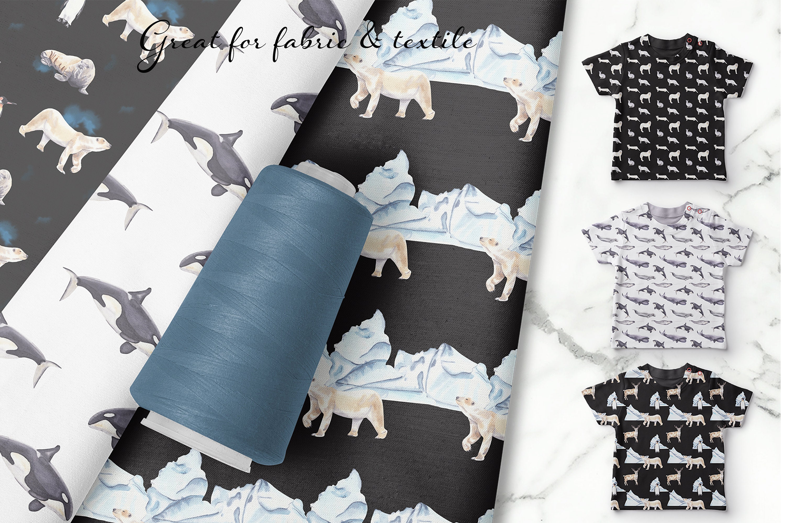 Watercolor Christmas Arctic Animals Digital Paper, Seamless Patterns ...