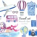 Travel Watercolor Clipart for Summer Vacation Holiday Adventure Planner ...