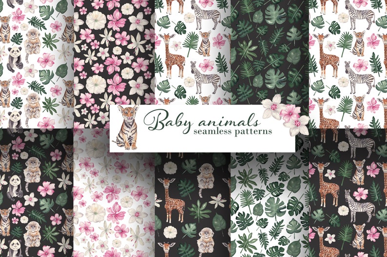 Seamless Patterns Digital Download Printable Jungle Papers With ...