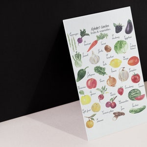 Watercolor Food Printable Alphabet With Fruits & Vegetables ABC Digital ...