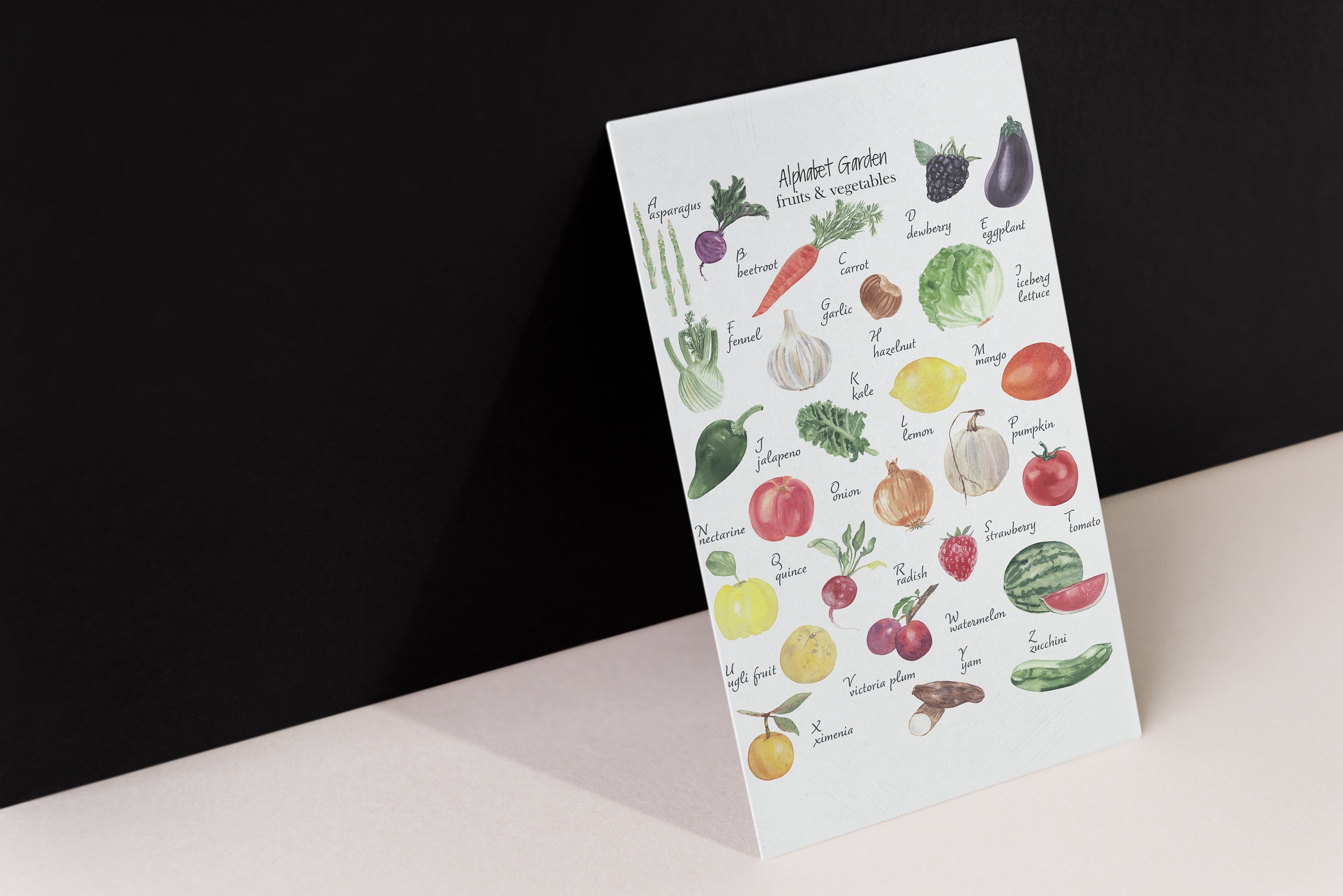 Watercolor Food Printable Alphabet With Fruits & Vegetables ABC Digital ...
