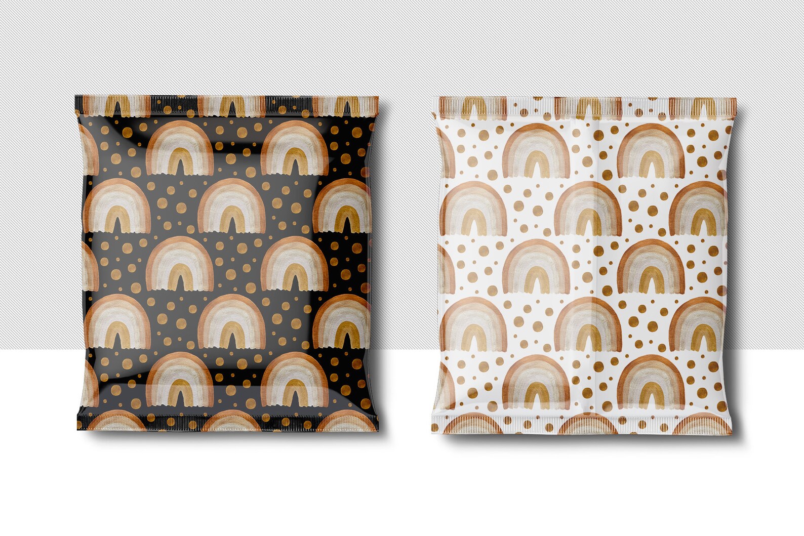 Gold Watercolor Seamless Patterns, Floral Rainbows (digital Paper ...