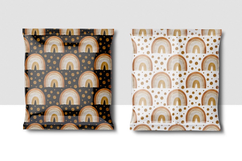 Gold Watercolor Seamless Patterns, Floral Rainbows (digital Paper ...