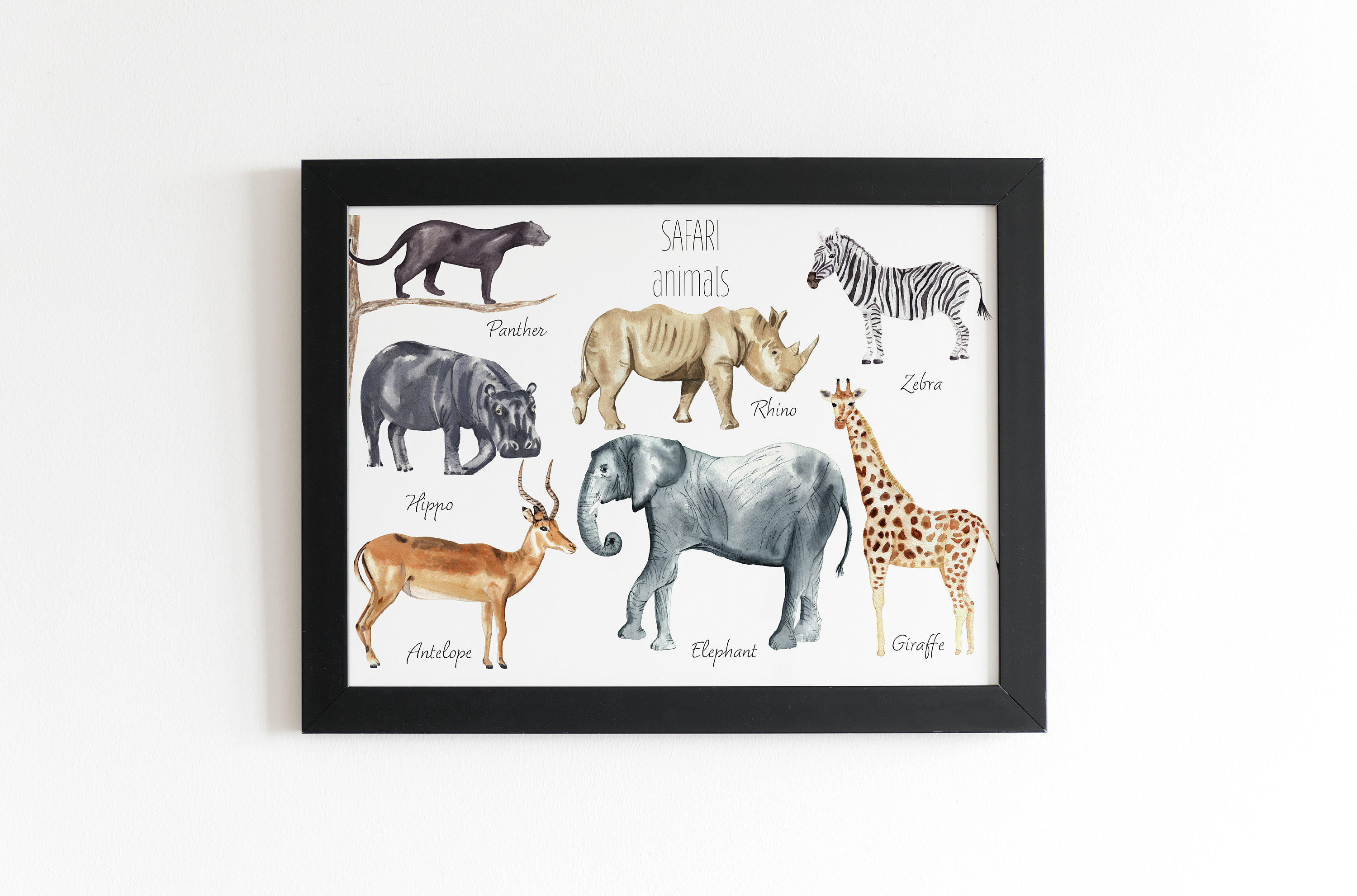 Watercolor Safari Animals Printable Poster, Print, Nursery Wall Art ...
