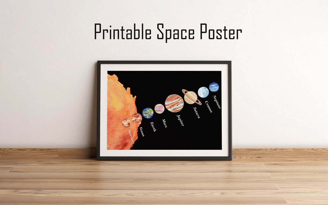 Watercolor Solar System Poster: Educational Space Print (digital ...