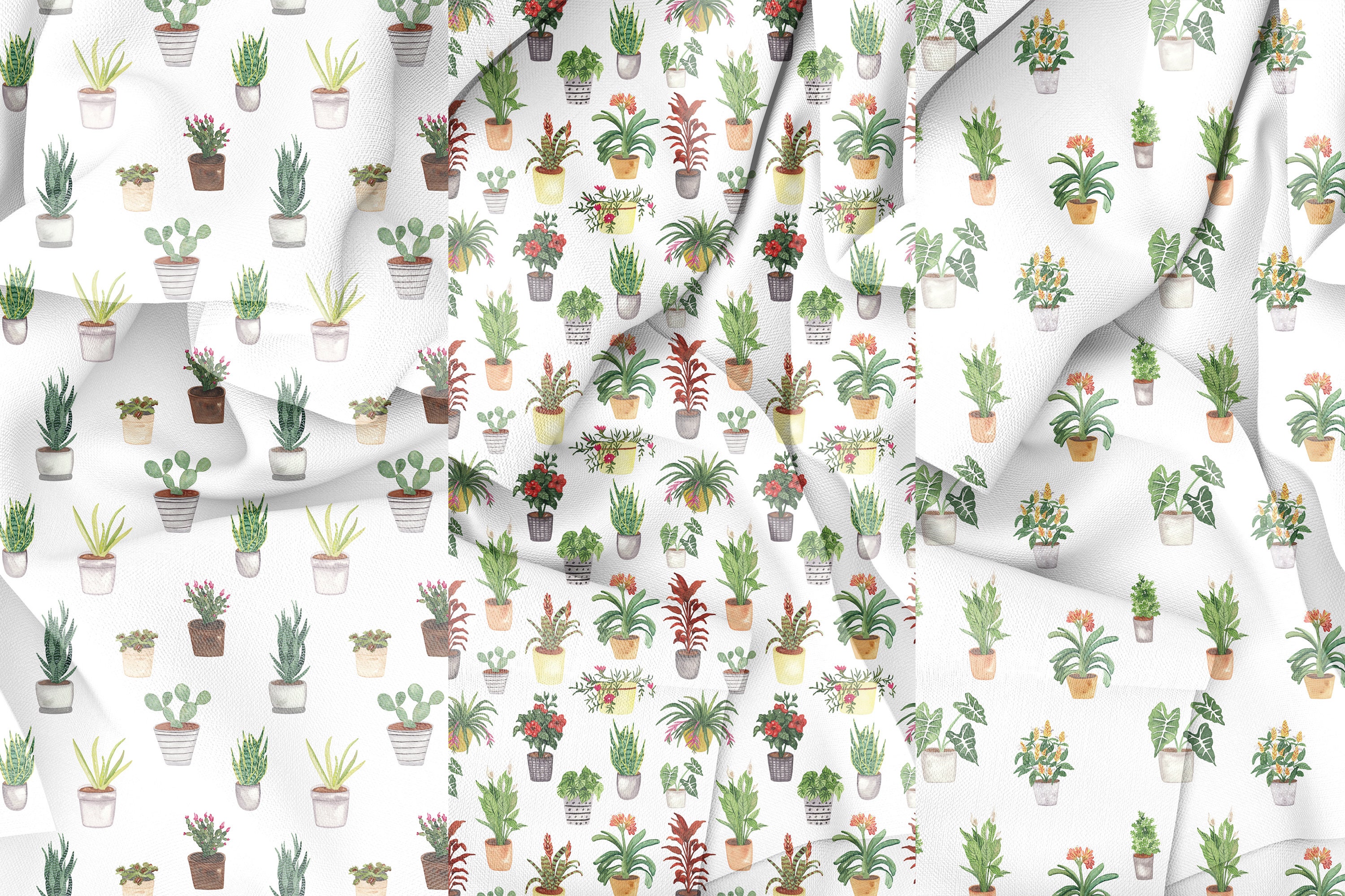 House Plants Digital Paper, Potted Plants Seamless Pattern, Cactus ...