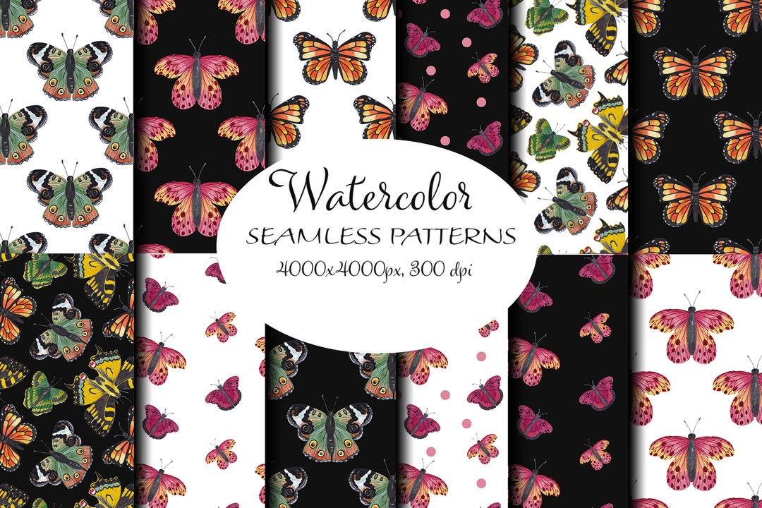 Butterfly Seamless Patterns, Digital Paper for Instant Download ...