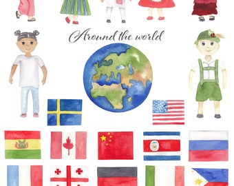 Hat Dress up Around the World Digital Clip Art: England Italy Mexico ...