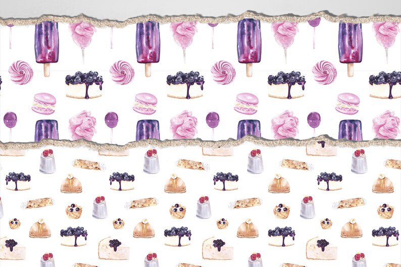 Watercolor Sweets & Candy Seamless Patterns Digital Paper for | Etsy