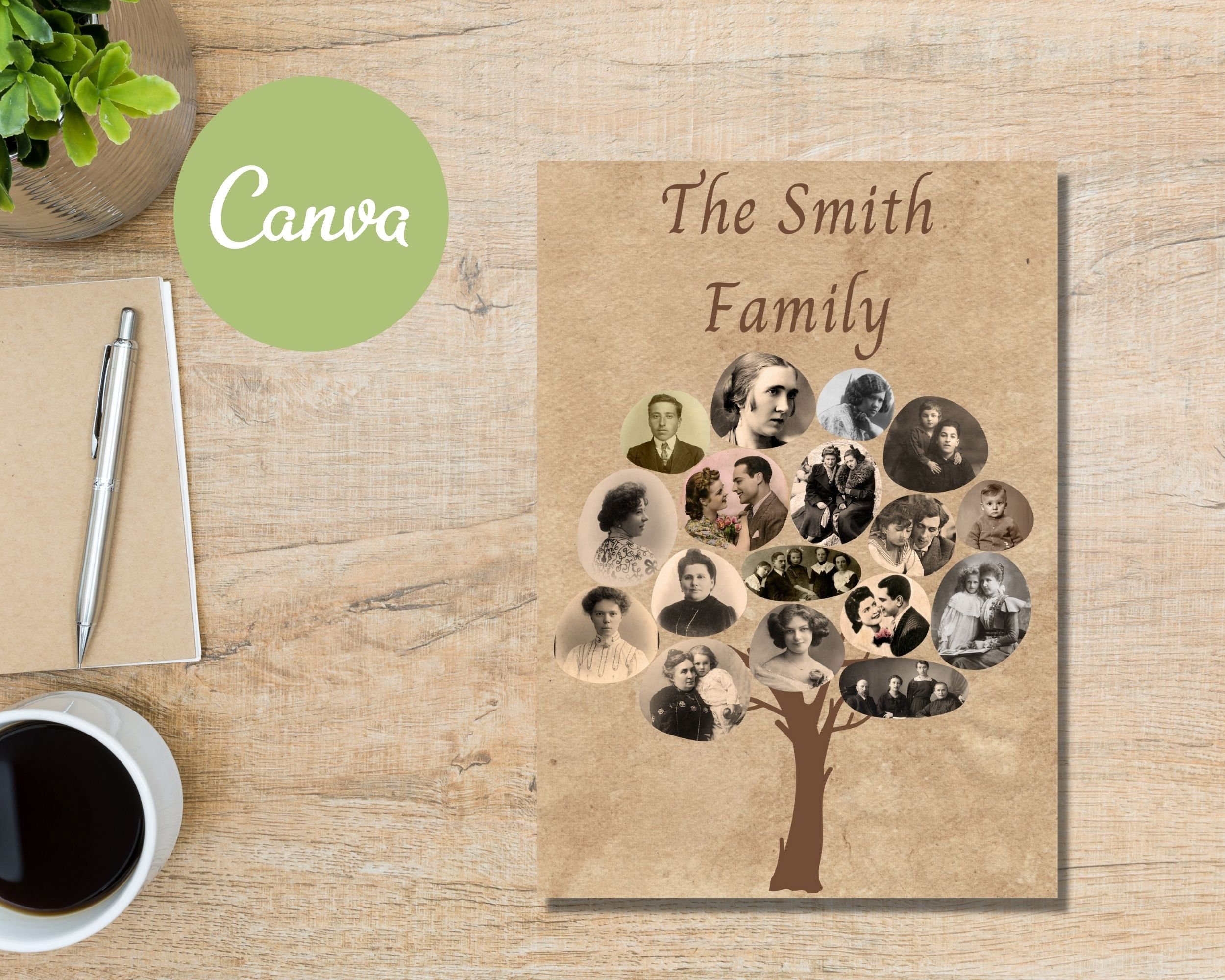 Editable Photo Tree Poster Family Tree Two Sizes Canva - Etsy UK
