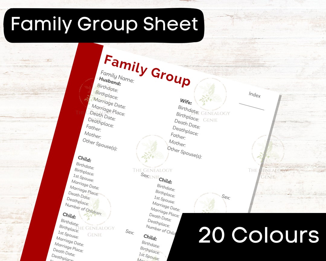 Printable Family Group Page Family History Research Worksheet PDF A4 - Etsy