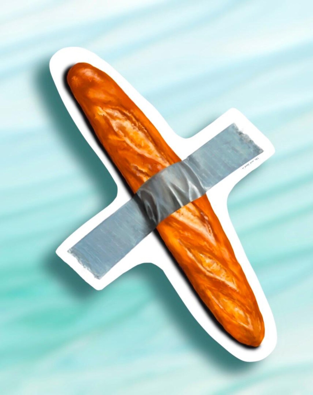 Baguette With Duct Tape, Laptop and Water Bottle Sticker - Funny French ...