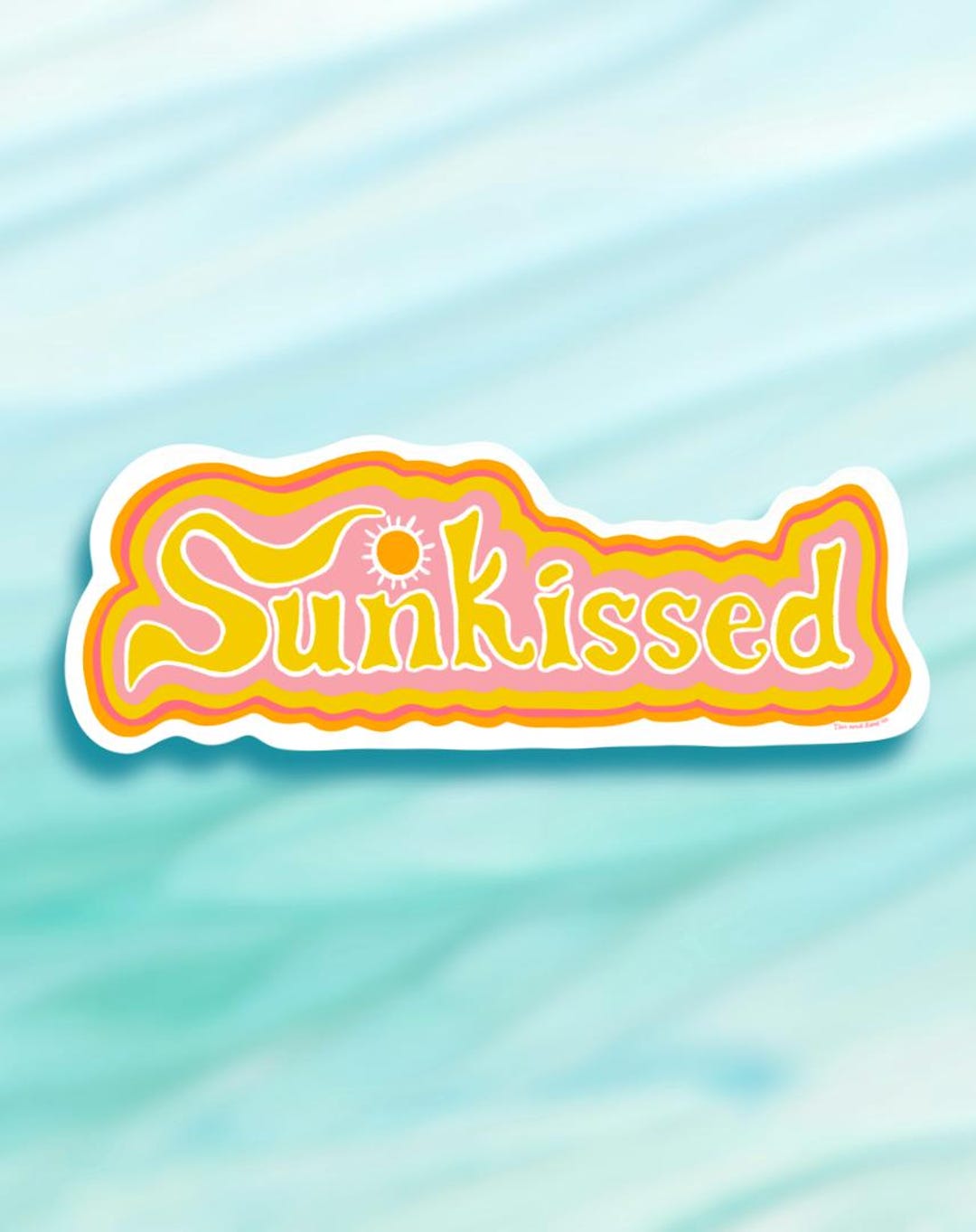 Sunkissed Sticker - Summer Sun Beach Love Stickers, Retro Style Yellow ...