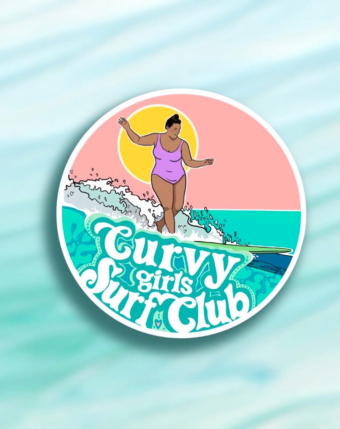 Curvy Surf Girl Sticker, Cute Surfing Art, Beach Vibes, Female Surfer ...
