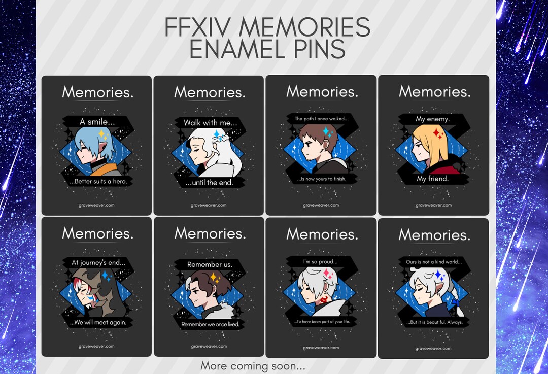 FFXIV Final Fantasy 14 Quote Character Enamel Pins 2in Large - Crystal ...