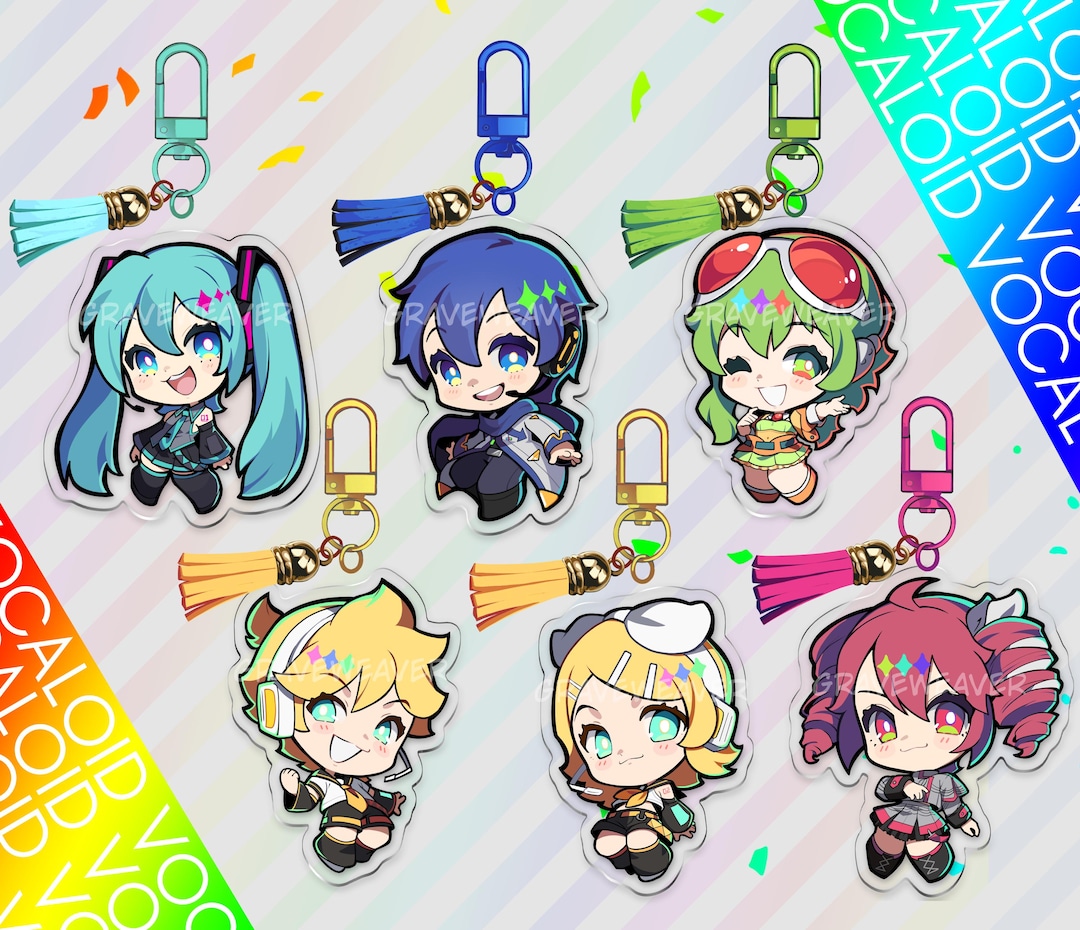 VOCALOID Fanmade 2.5in Keychains: Miku Hatsune, KAITO Rin & Len ...