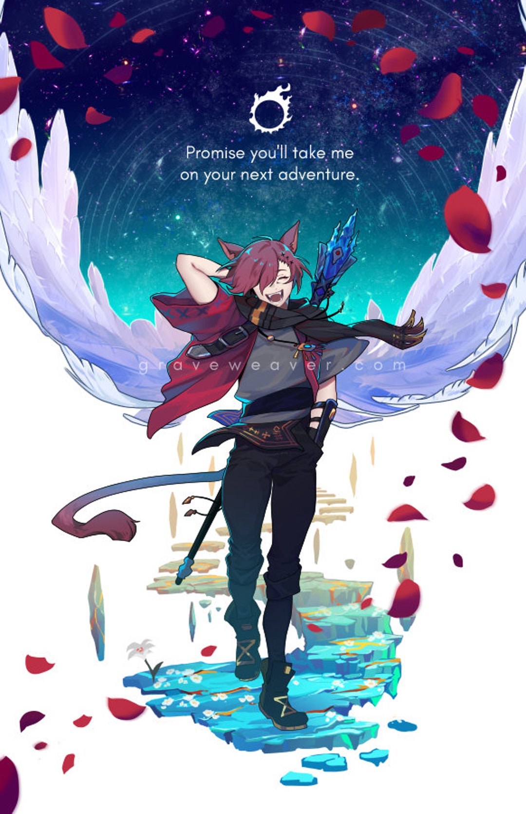 Final Fantasy 14 FFXIV G'raha Tia Fanart Print 11 X 17 "take Me on Your ...